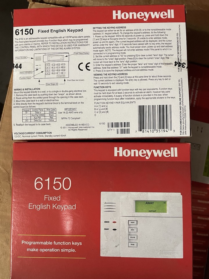 Honeywell 6150 Fixed English Keypad (NEW) FREE SHIPPING | eBay