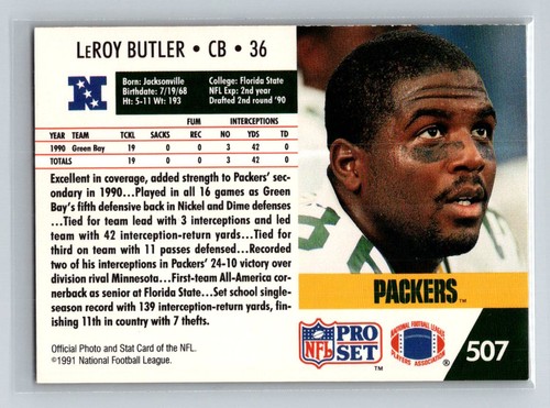 1991 Pro Set #507 LeRoy Butler Green Bay Packers Football Card | eBay