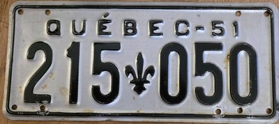 Quebec 1951 License Plate NICE QUALITY # 215-050 | eBay