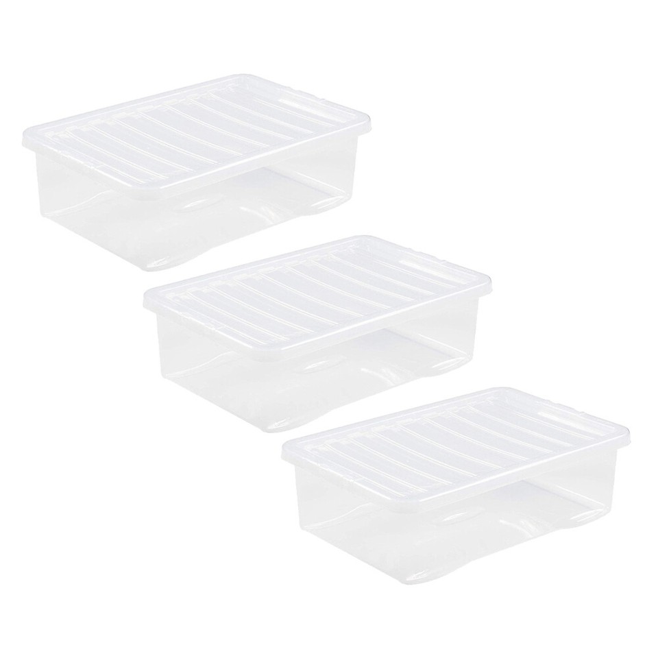 Wham Crystal Clear Plastic Storage Box Lid 31L|32L|37L|42L|45L Capacity ...