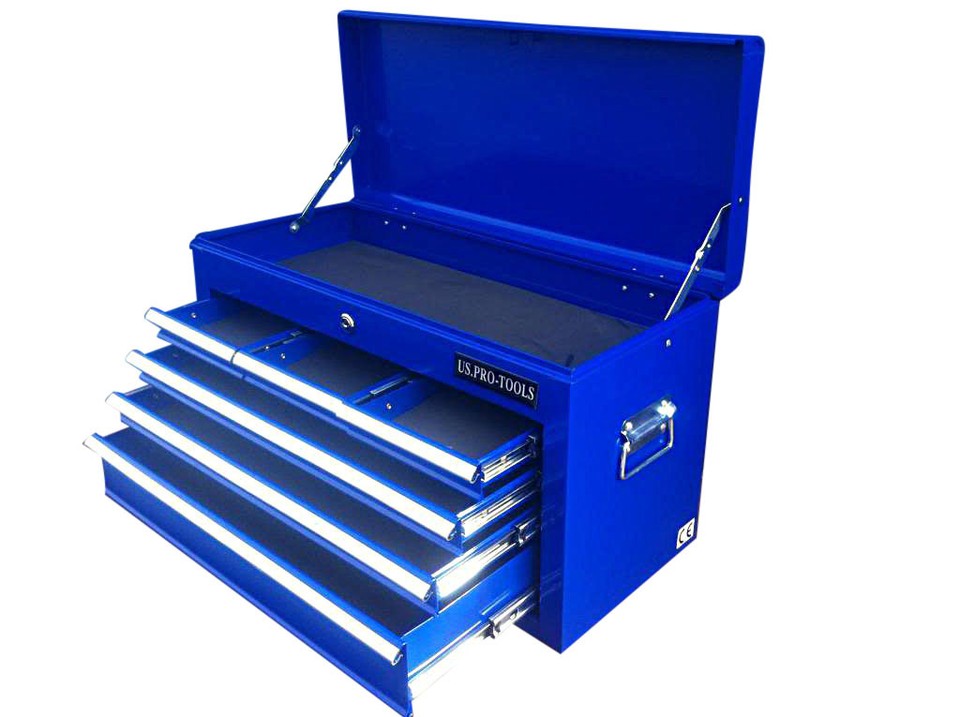 162 US PRO TOOLS BLUE MECHANICS 6 DRAWER TOOL STORAGE CHEST BOX CABINET ...
