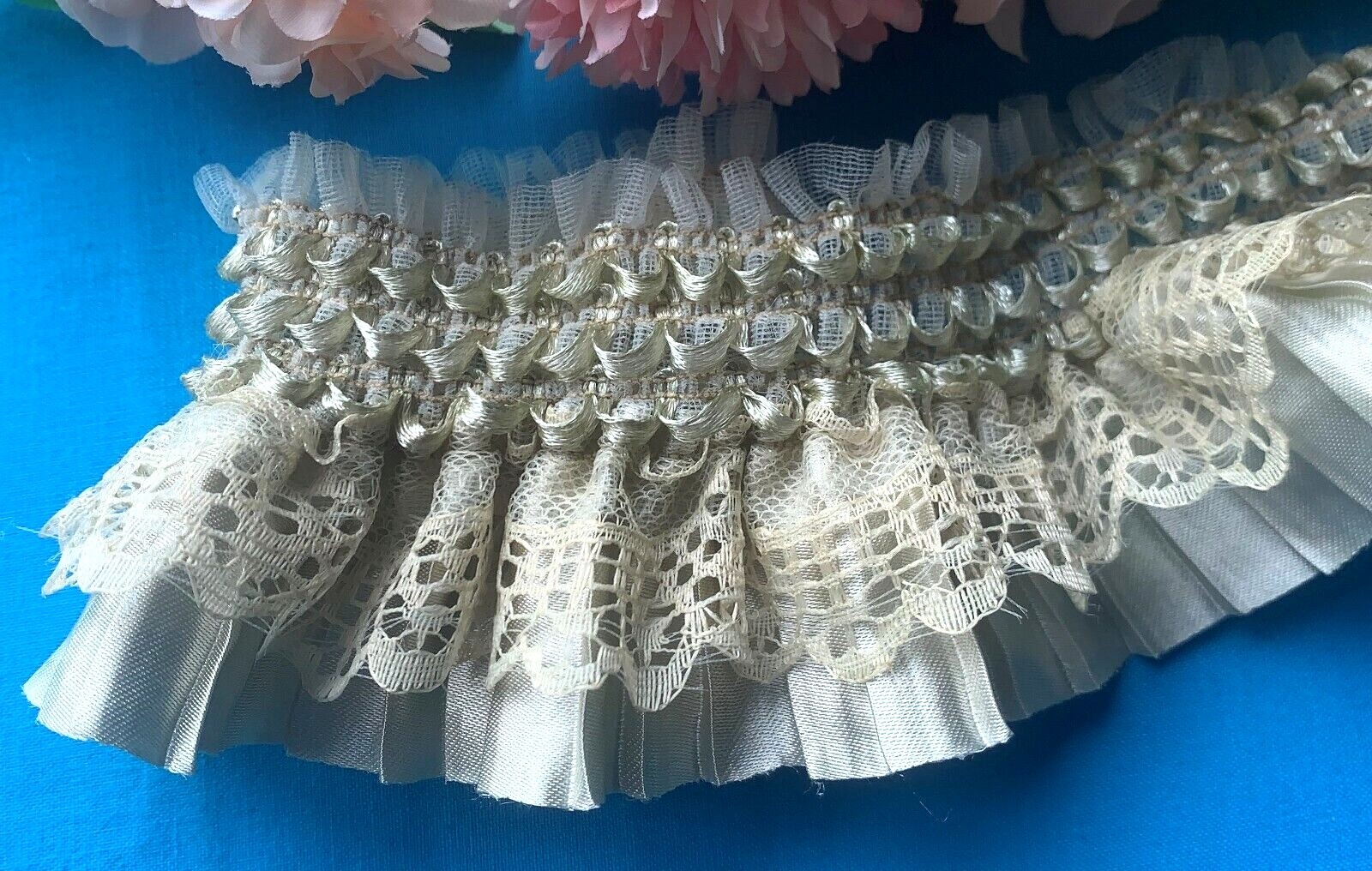 Ruffle pleated elastic lace 2 1/2 inch wide selling by the yard-select ...
