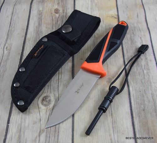 8.75" ELK RIDGE FIXED BLADE SURVIVAL KNIFE FIRE STARTER FLINT SHEATH ...