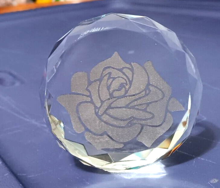 Glass Crystal Clear 3D Laser Roses Paperweight Cut Diamond Shaped | eBay
