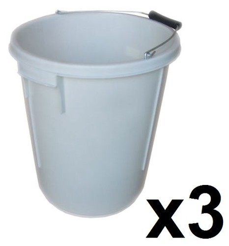3 x 25L PLASTERERS MIXING BUCKET 25 LITRE PLASTERING BUILDERS WATER TUB ...