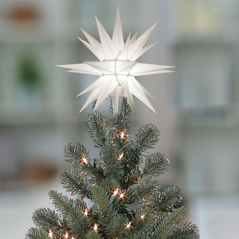 Keystone Holiday 12 Inch Prelit LED Holiday Star Tree Topper, White ...