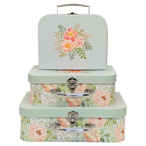 Paperboard Suitcases Set of 3 Decorative Storage Boxes Gift Boxes With ...