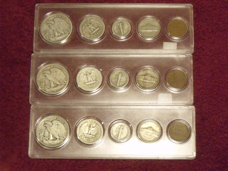 SILVER 1941-P-D-S Mint/Birth Year sets (15 coins) w/Walking Liberty ...