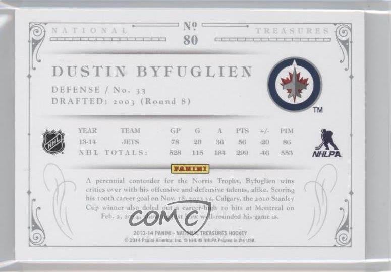 2013-14 Panini National Treasures Gold /10 Dustin Byfuglien #80 | eBay