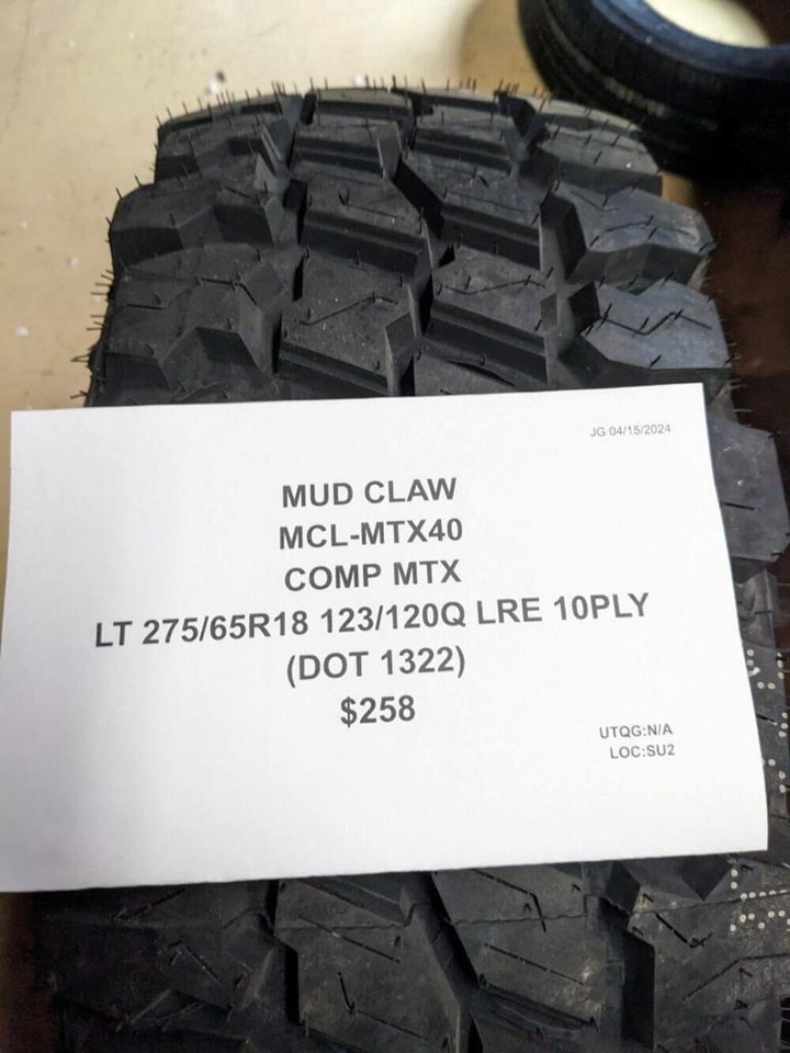 MUD CLAW COMP MTX LT 275 65 18 123/120Q LRE 10PLY TIRE MTX40 CQ2 | eBay