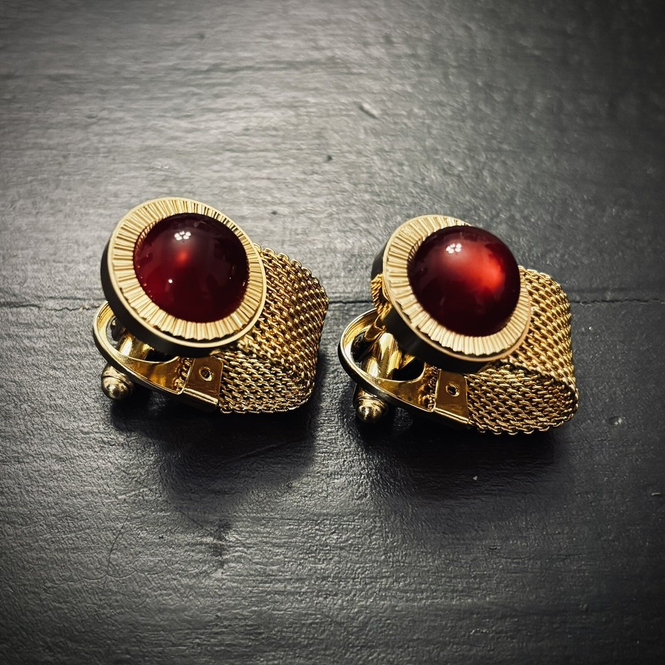 Vintage Anson Gold Toned Wrap Around Red Stone Cufflinks | eBay
