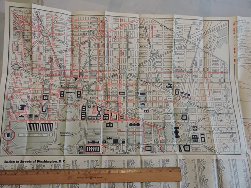 Rare 1948 Washington DC Capital Transit Bus Streetcar Trolley 24x34 Map ...