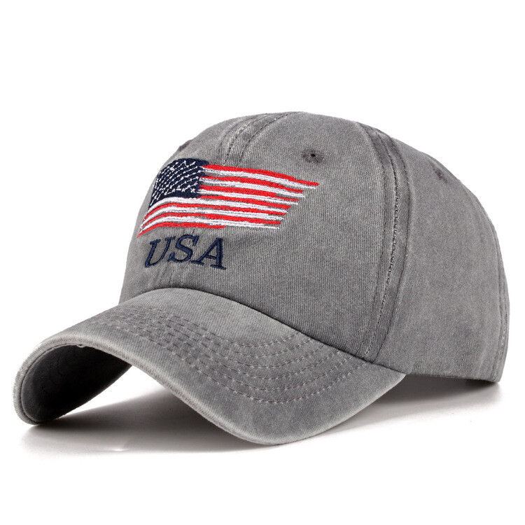 Embroidered USA Flag Hat Washed American Flag Baseball Cap Men Women ...