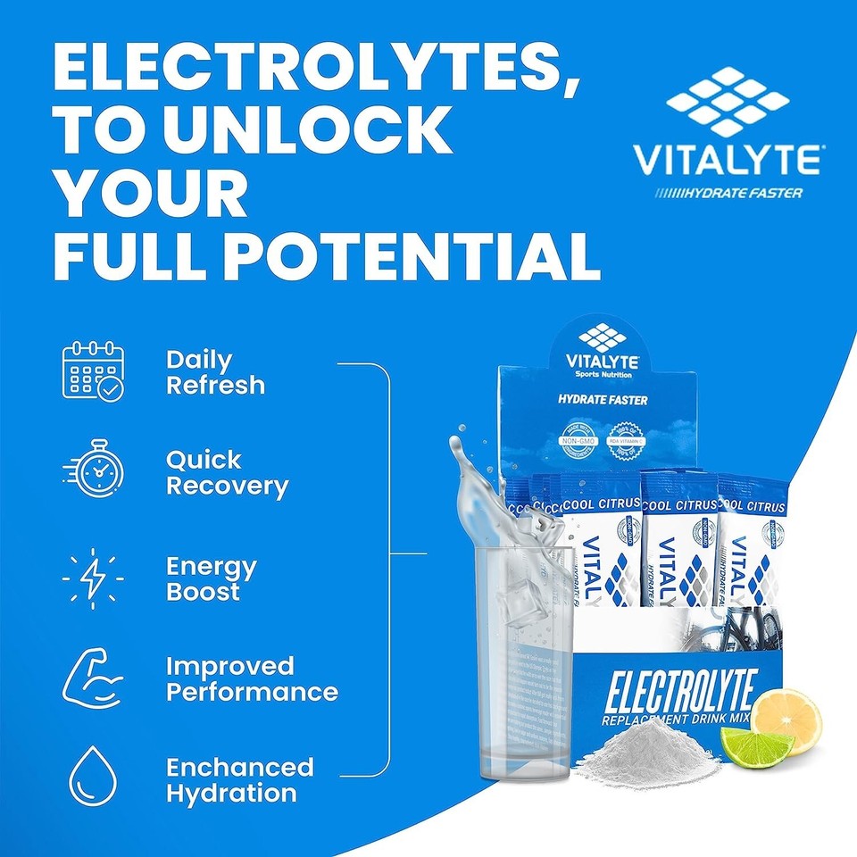 Vitalyte Electrolyte Powder Drink Mix Bundle, Pouch + Packets, Cool ...