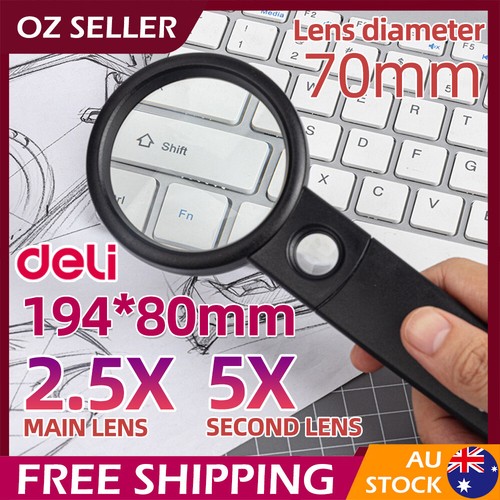 Dual Lens Magnifier Pocket 2.5X 5X Handheld Magnifying Glass Reading ...