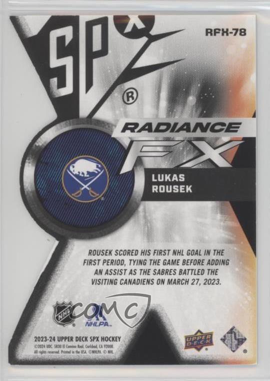 2023-24 SPx Radiance F/X Rookies Gold /99 Lukas Rousek #RFX-78 Rookie ...