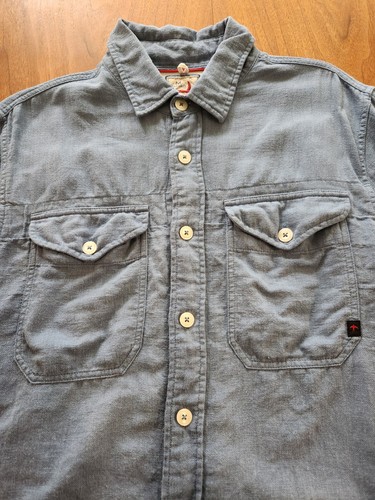 Relwen Linen Workshirt Button Up Long Sleeve Shirt Blue Size Men's ...
