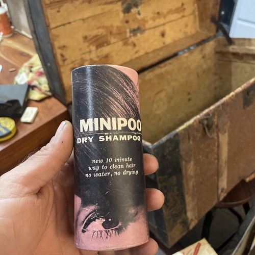 Vintage 1950s MINIPOO Dry Shampoo Powder Can FULL Bottle ORIGINAL BOX 3 ...