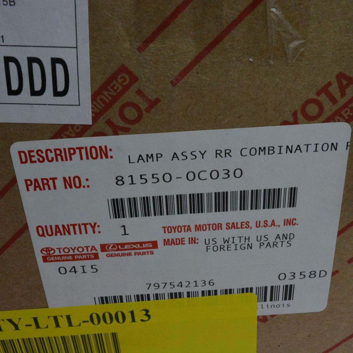 OEM 81550-0C030 Tail Light Lamp Passenger Right RH for Toyota Tundra ...