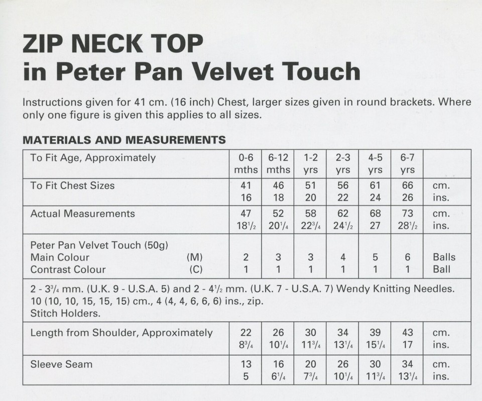 Peter Pan Knitting Pattern P970 Baby & Child Zip Neck Top Newborn-7yrs ...