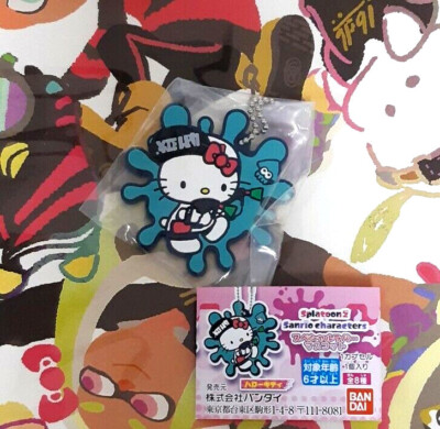 Splatoon 2 x Sanrio Characters Hello Kitty Rubber Mascot Keychain ...