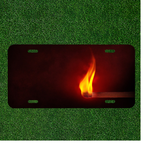 Custom Personalized Auto Tag With Match Flame Design Add Names | eBay