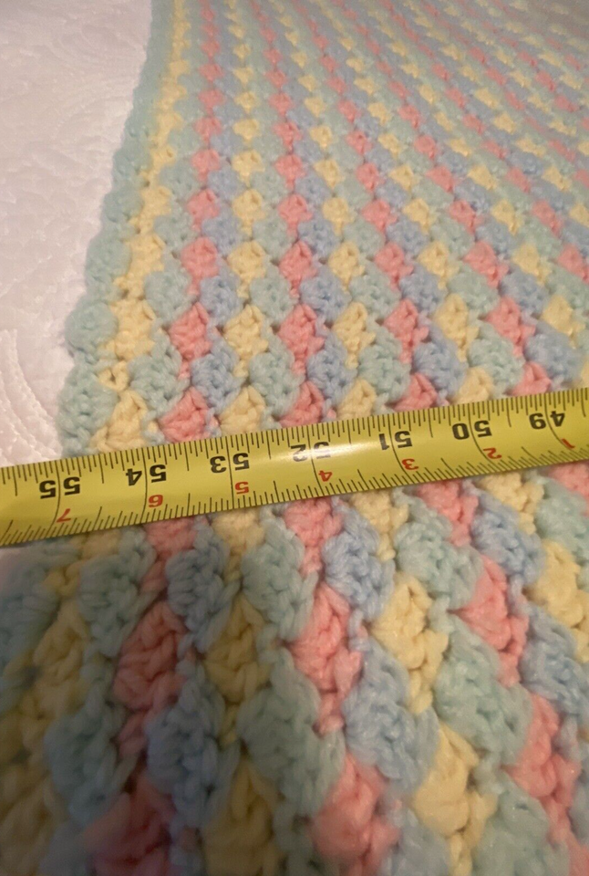 Handmade Crochet Baby Blanket Afghan 41”x 55” Pink & Blue Pastels | eBay