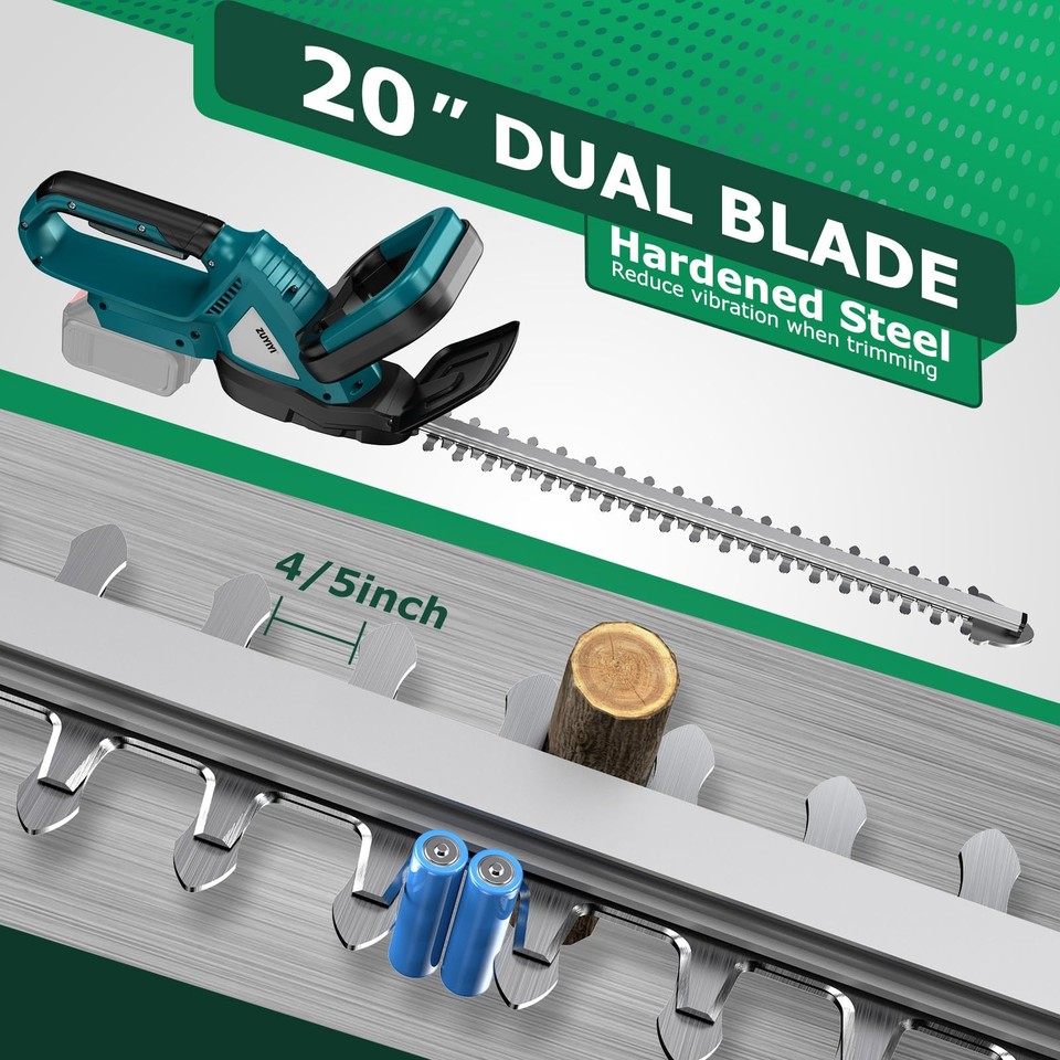 ZUYIYI Cordless Hedge Trimmer for 18V Makita Battery, Electric Bush ...