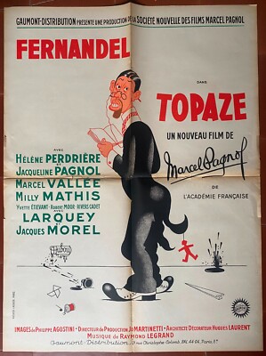 Affiche TOPAZE Marcel Pagnol FERNANDEL Professeur Instituteur DUBOUT ...