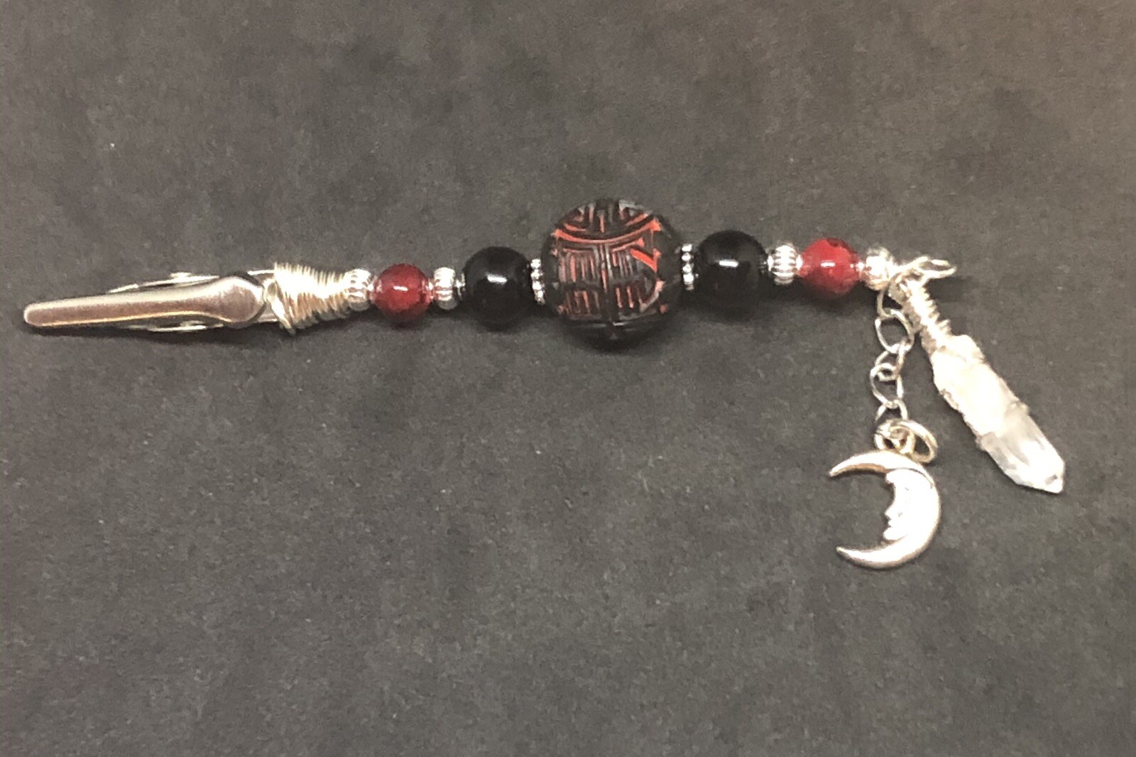 Cinnabar, Onyx & Coral Roach Clip, Crystal Roach Wand w/ Moon | eBay