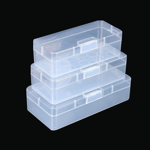 Mini Storage Container Clear Rectangular Organizer Box With Flap Lid ...