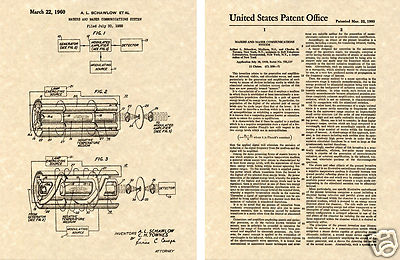 LASER 1960 US Patent Art Print READY TO FRAME! Vintage Light ...
