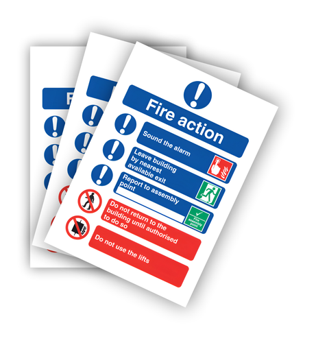 Fire Action Sign Notice Sign Raise The Alarm Vinyl Stickers 3-Pack ...