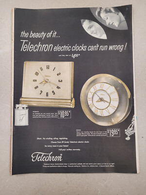 VTG 1950 Orig Magazine Ad Telechron Electric Clocks Can't Go Wrong | eBay