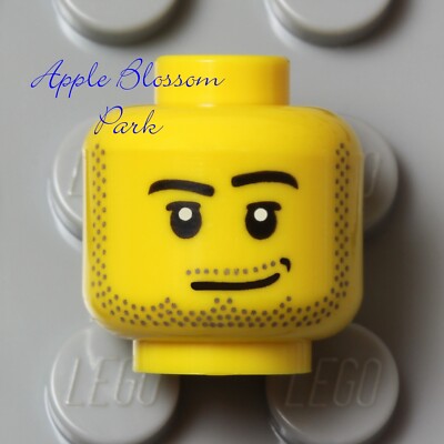 NEW Lego Police Agents MALE MINIFIG HEAD Black Beard Stubble Pirate ...