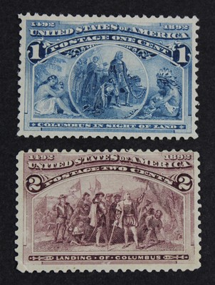 CKStamps: US Stamps Collection Scott#230 231 1c 2c Columbian Mint H OG ...
