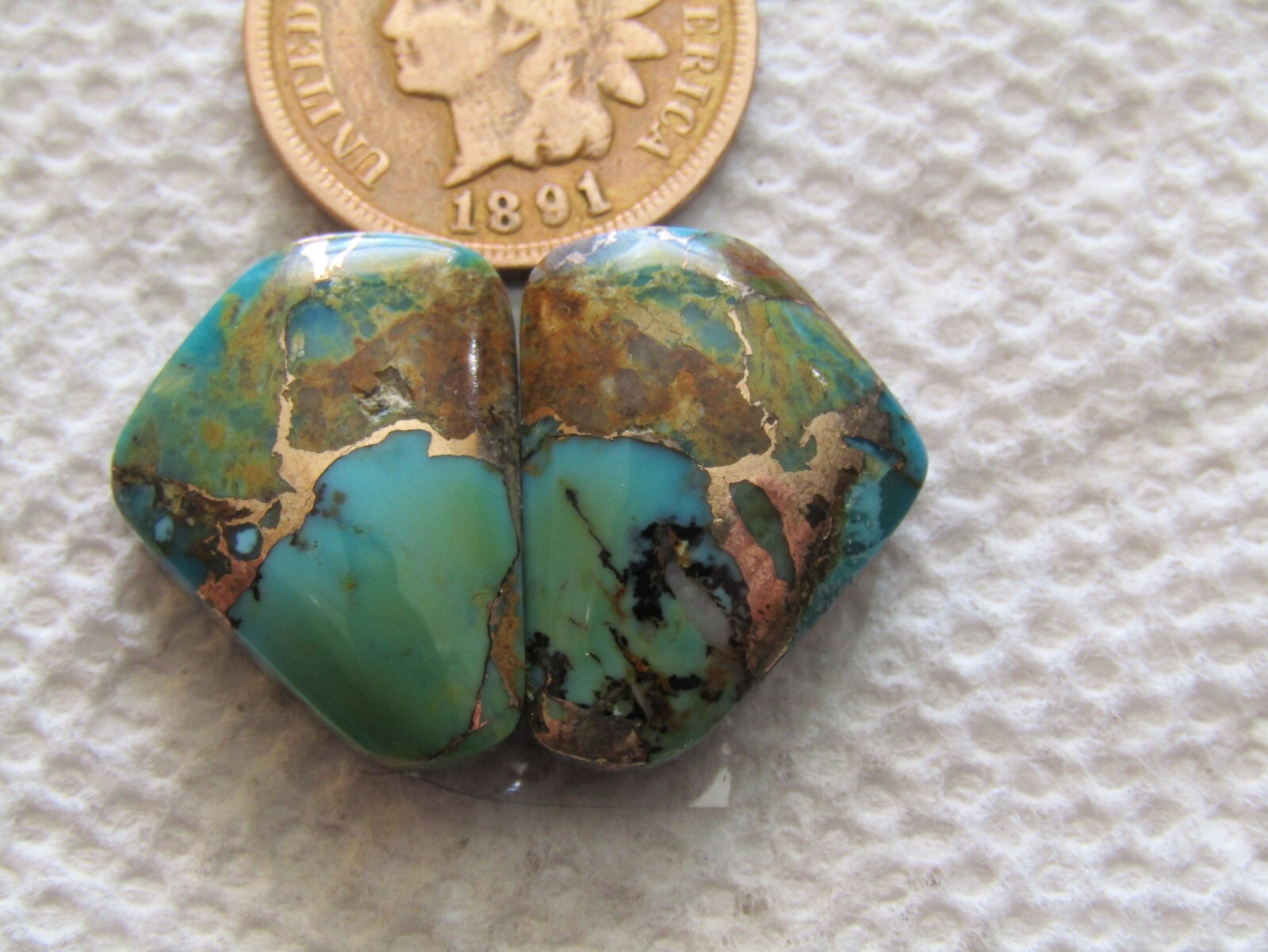 2 Blue Mojave Turquoise Peruvian Pink Opal Cabs 24 carats Mohave ...