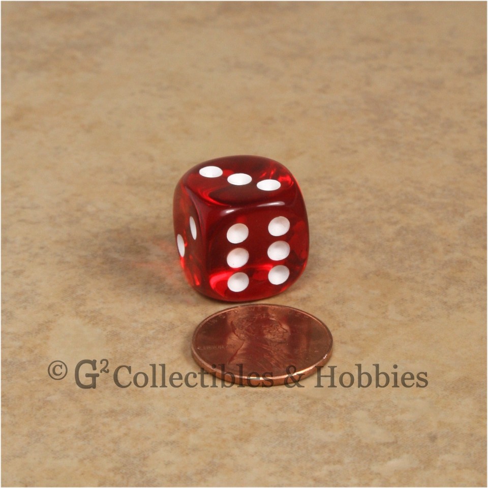 NEW 6 Transparent Red ROUNDED EDGE Dice Set RPG D&D Bunco Game D6 16mm ...