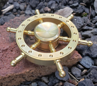 Captain Ship Wheel Brass Fidget Spinner All Metal Toy Adults Kids Boys ...