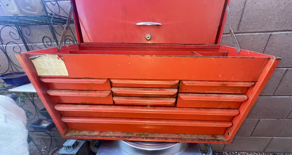 Vintage Red( 1968) Snap-On KRA-58B 9 drawer top tool box Chest W/Key | eBay