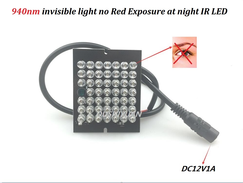 Invisible CCTV 48PCS Leds Night Vision 940nm IR Infrared Illuminator ...
