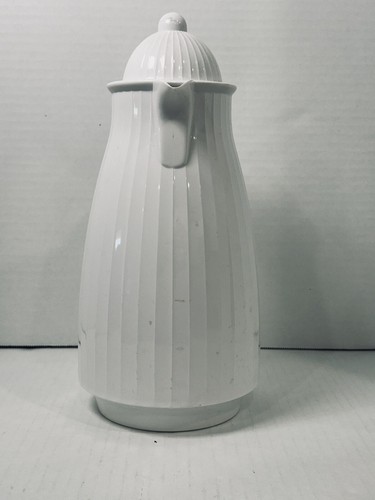 White Insulated Glass Thermos Ribbed Plastic Pitcher w/lid | eBay