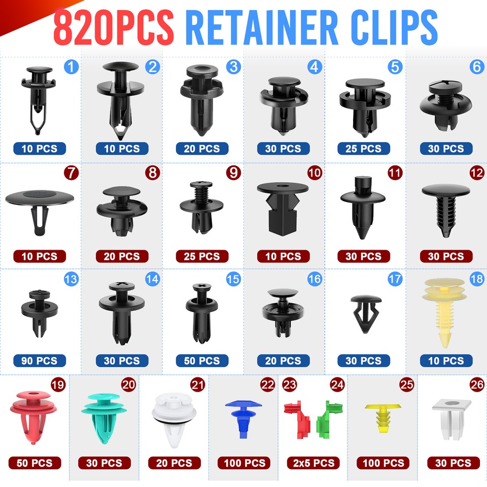 925Pcs Car Push Retainer Clips & Auto Fasteners Assortment Kit Removal ...