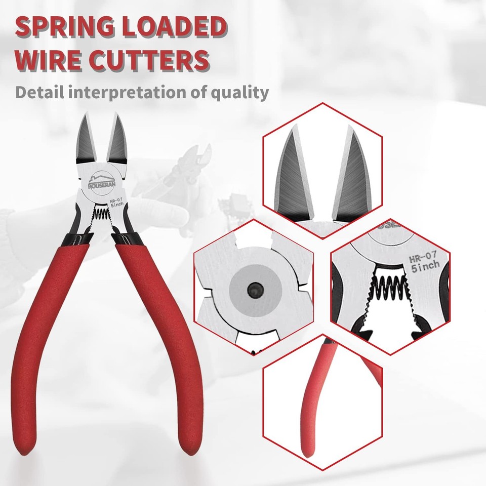 Wire Cutters 5 Pack, 5 Inch Wire Cutters Set, Side Cutters Flush Cut ...