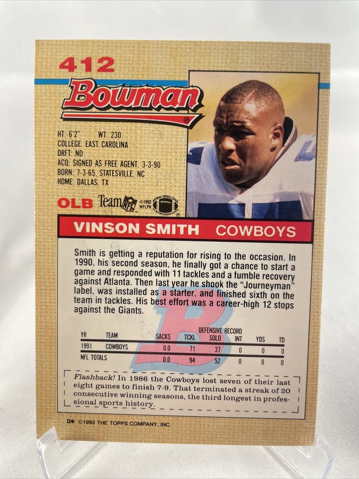 Vinson Smith Dallas Cowboys -East Carolina- Autographed Card | eBay