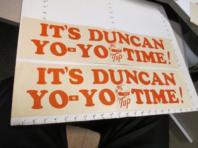DUNCAN YO-YO TOP 1960s toy store display (1) sign poster "yo-yo time ...