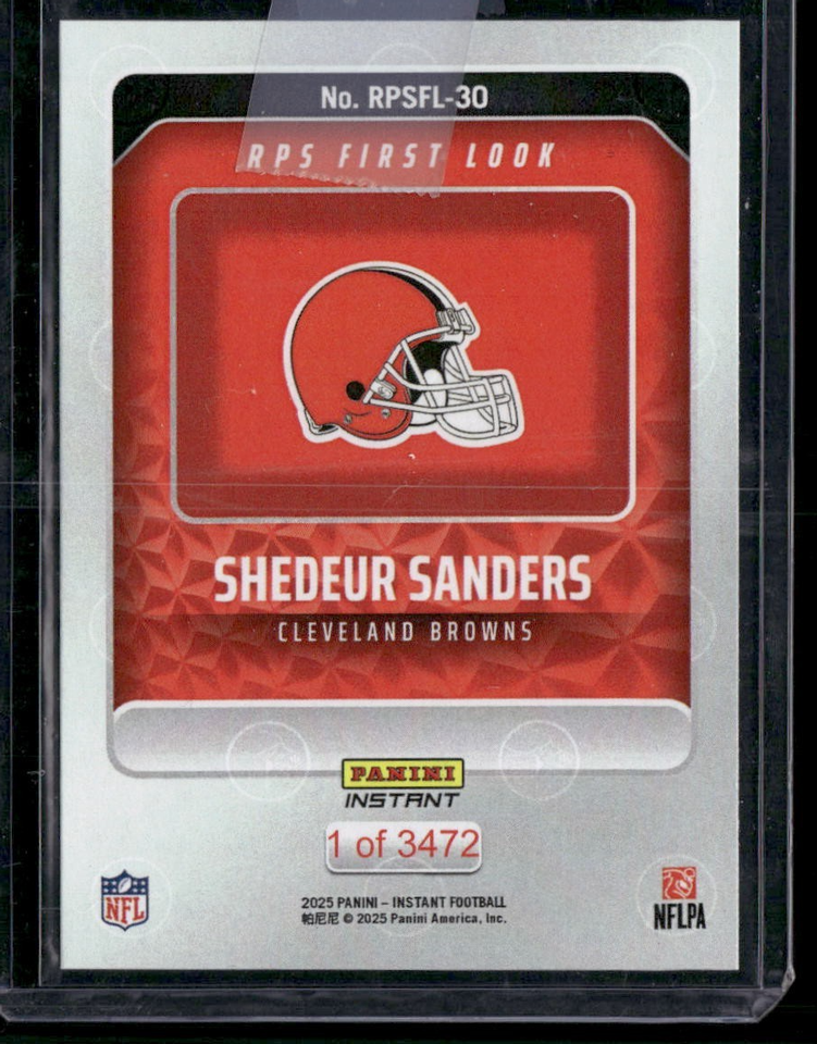 2025 Panini Instant Shedeur Sanders ROOKIE CARD RPS FIRST LOOK RC S0450 ...