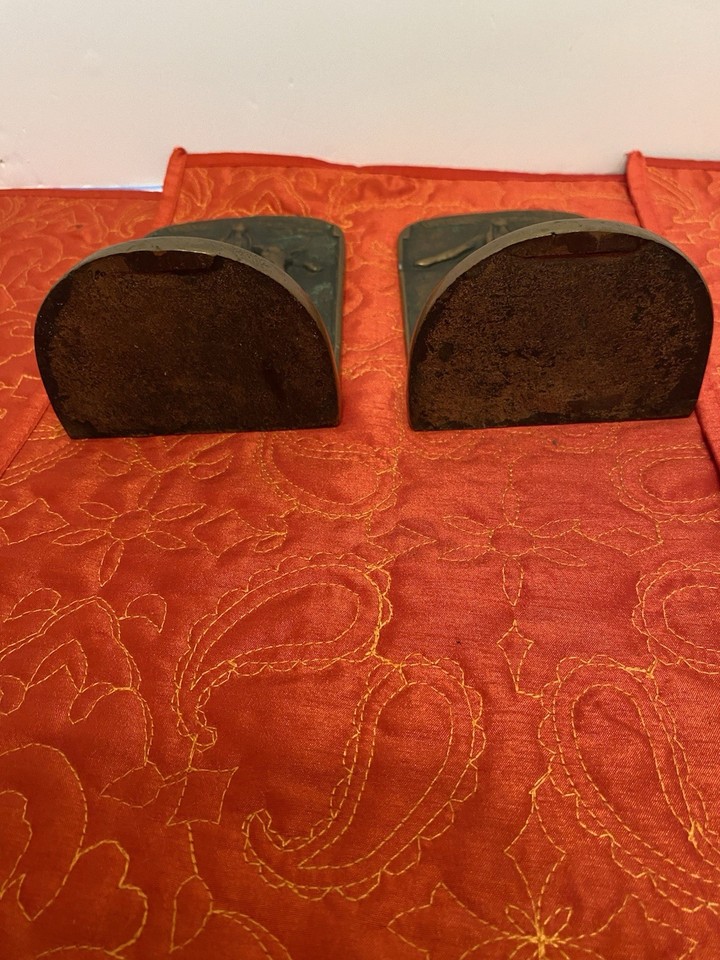 Antique Bronze Bookends Freedom Indian Warrior Art Sculpture Study ...