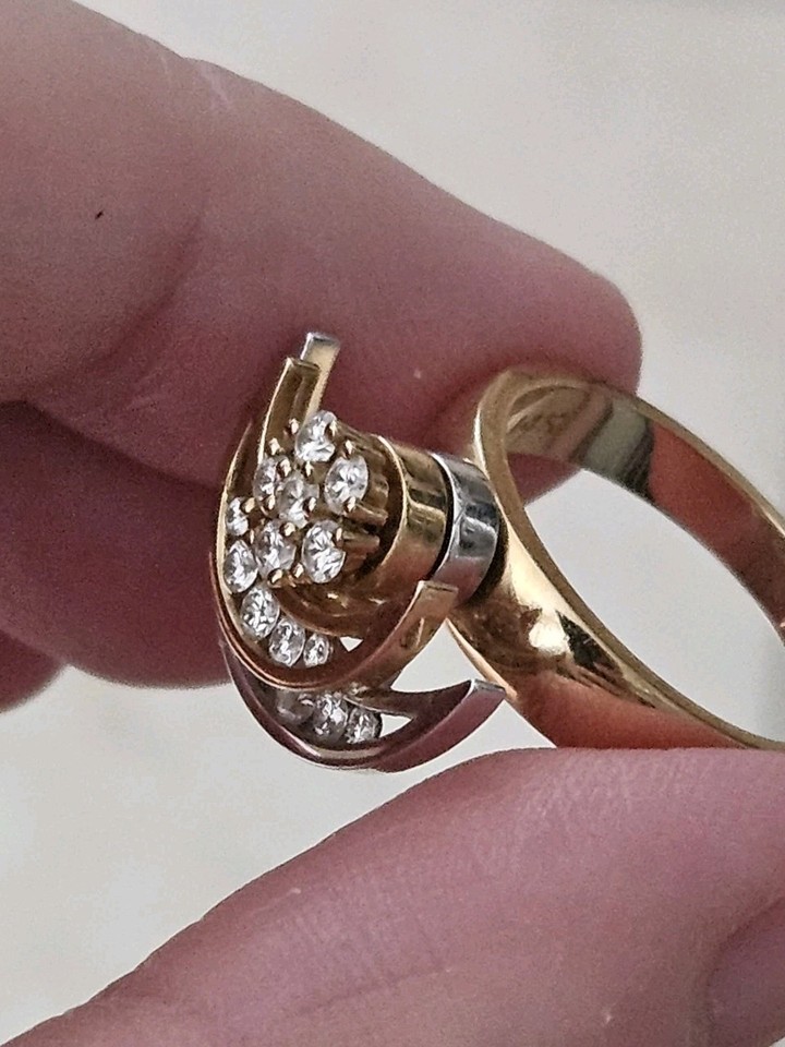 VINTAGE ESTATE NORMAN TEUFEL SUN MOON DIAMOND 14K GOLD SPINNER SPIN ...