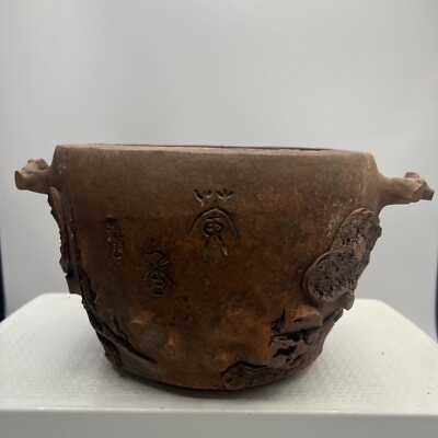 Japanese Bonsai Pot Round Pottery Planter Terra Cotta Clay Antique ...